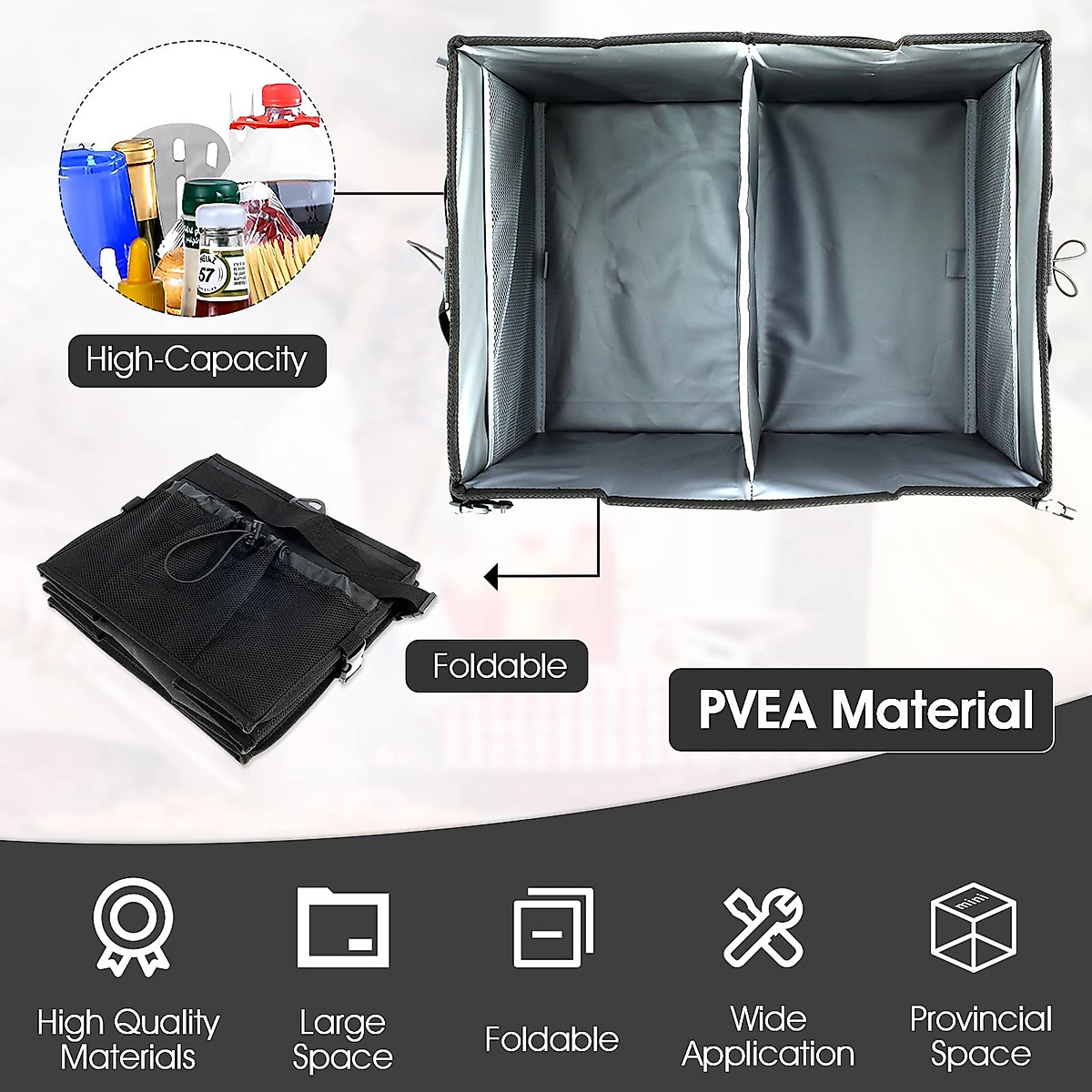 Large Grill Utensil Caddy with Paper Towel Holder, Collapsible Picnic Bag Organizer for BBQ Supplies, Easy Carry Griddle Caddy for Utensil, Plate, Portable Bag for Travel, Trunk, RV