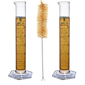 50ml Graduated Cylinder with Brush, 3.3 Boro. Glass, Single Metric Scale, Karter Scientific (Pack of 2)