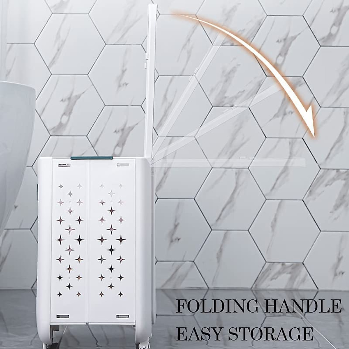 Laundry Baskets on Wheels, Laundry Trolley, Laundry Collector with 2 Layers, 2 Storage Baskets, Laundry Sorter for Bedroom, Bathroom for Clothes and Toys, Total 77L, Plastic, 75x34.5x26cm (New)