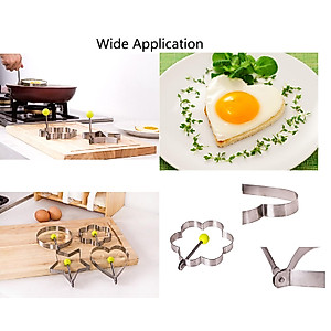 10pcs Egg Molds Egg Shaper Egg Ring For Frying Eggs Stainless Steel Nonstick Pancake Maker with Handle Egg Fryer Mold Cooking Breakfast Accessories