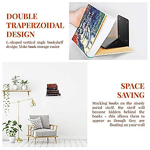 CRIZTA 2pcs Invisible Floating Bookshelf, Heavy Duty Wall Mounted Book Organizer, Metal Shelves Holder for Books, Large Size (Black) (2)