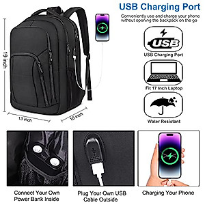 BOOEUDI Laptop Backpack 17.3 Inch TSA Friendly Large Travel Backpack for Men Women Business Carry On Backpack with USB Charging Port Anti Theft Computer Bag, Black