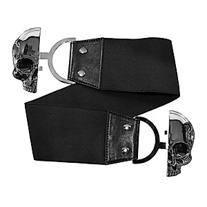 Chrome Skull Black Elastic Waist Belt Kreepsville Costume Gothic Horror Fashion (2XL-3XL (36-44))