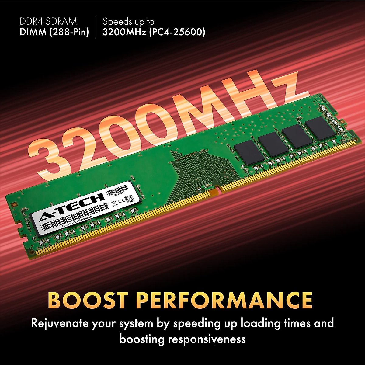 A-Tech 8GB DDR4 3200 MHz UDIMM PC4-25600 (PC4-3200AA) CL22 DIMM Non-ECC Desktop RAM Memory Module