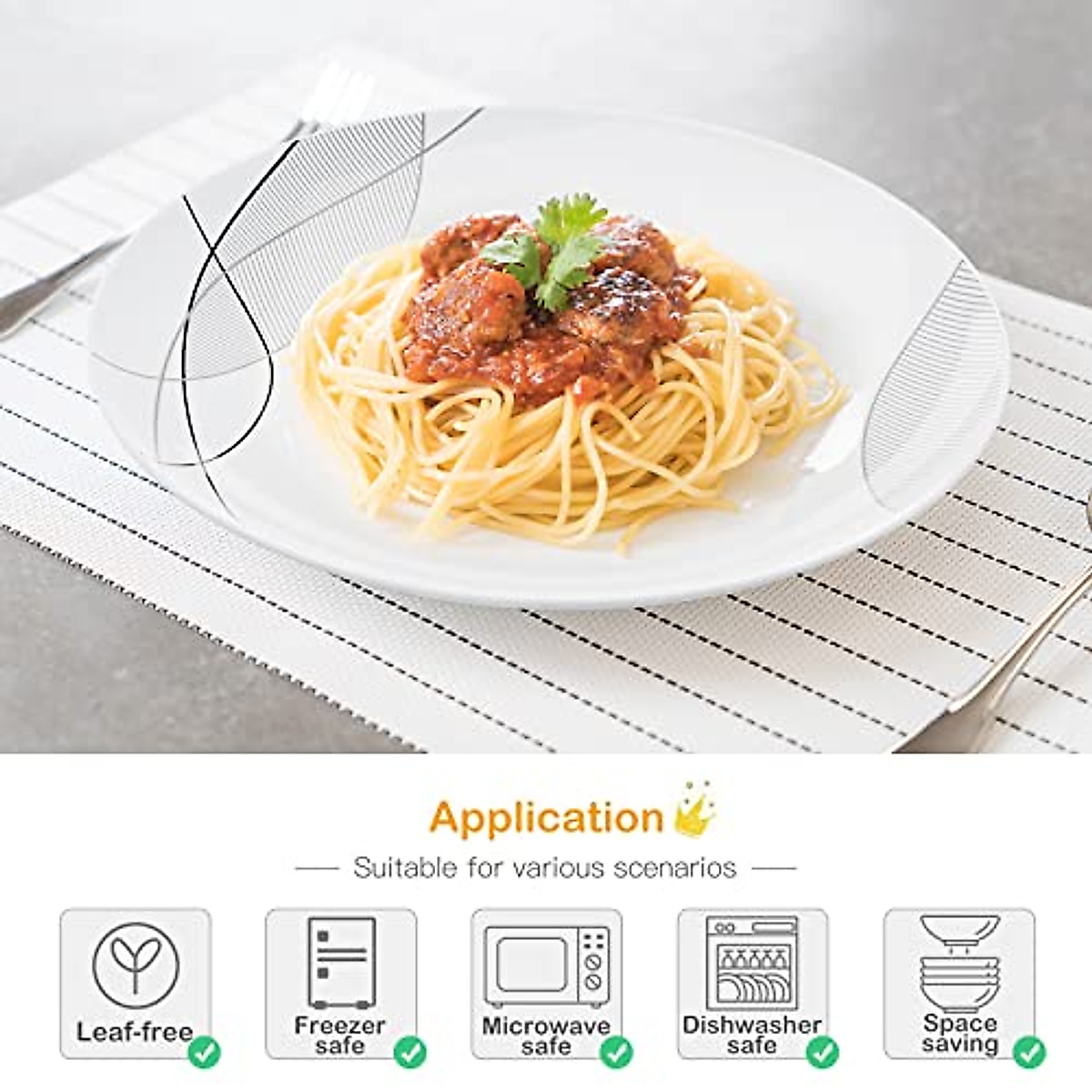 18-Piece Kitchen Dinnerware Set,Plates,Bowls,Break and Chip Resistant,Dish Sets Service for 6,Simple Lines