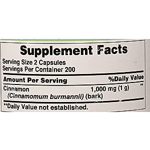 Puritans Pride Cinnamon 500 Mg, Helps Support Sugar Metabolism, 400 Count