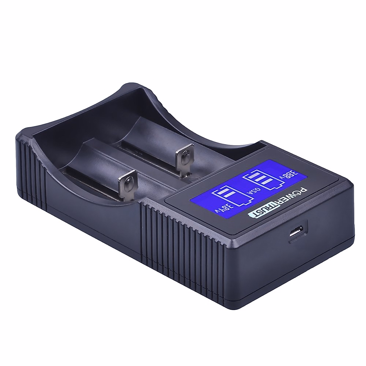 PowerTrust Smart Charger,LCD Universal Intelligent USB Dual Battery Charger for Rechargeable Li-ion Batteries 18650 26650 22650 18490 18350 17670 17500 16340 RCR123 14500, Ni-MH Ni-Cd A AA AAA C