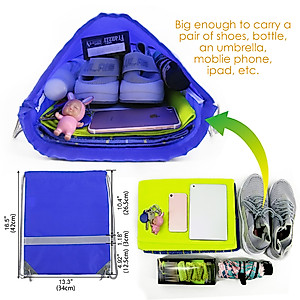 BeeGreen 20 Pieces Royal Blue Drawstring Backpacks Bags Bulk, String Bags Reflective Cinch Sack, DIY Blank Drawstring Bags for Women and Men