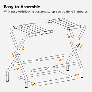 HOOBRO Luggage Rack, Folding Suitcase Stand with Fabric Storage Shelf for Guest Room, Bedroom, Hotel, Holds up to 100 lb, 27 x 15.3 x 22 Inches, Space Saving, Black BK04XL01