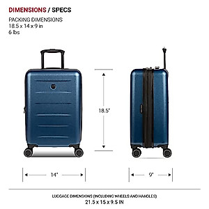 SwissGear 8020 Hardside Expandable Luggage with Spinner Wheels, Navy, Carry-On 18-Inch
