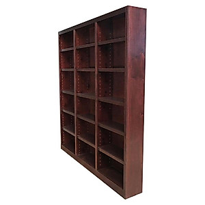 Pemberly Row Traditional 84" Tall 18-Shelf Triple Wide Wood Bookcase in Cherry