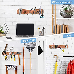 16in Magnetic Knife Strip No Drilling, Magnetic Knife Holder for Wall with 4 Adhesive Pad, Wood Magnet Knife Holder Strip for Kitchen, Powerful Magnetic Knife Rack Use as Tool Key Storage Knife Bar