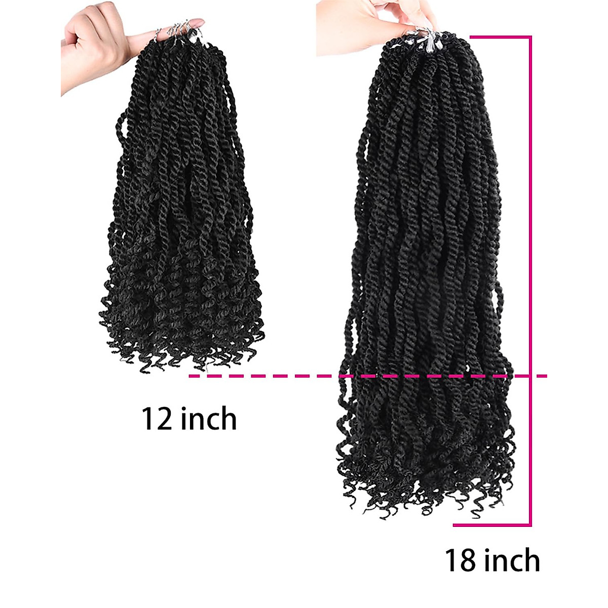 TOZIKA Wavy Senegalese Twist Crochet Hair 12 Inch for Black Women Pre-twisted Kids Crochet Hair 6 Packs Braids Ends Synthetic Hair Extension(1B#)