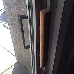 Sliding Glass Patio Door Handle Set Oak Wood Interior Handle and Exterior Pull in White Diecast Finish+Mortise Lock 45° Keyway Fits 3-15/16” Screw Hole Spacing, Non-keyed with Latch Locks