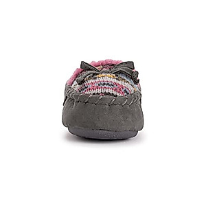 MUK LUKS Patterned Moccasins, Dark Grey Heather, X-Small Unisex Little_Kid