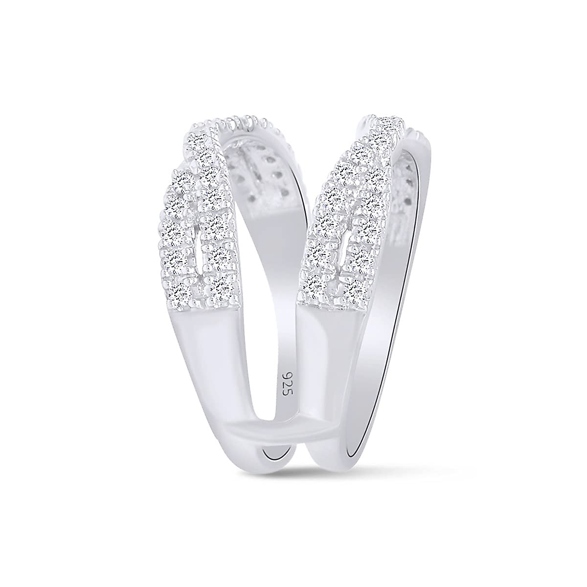 AFFY 1.00 Ct. Double Infinity Wedding Ring Guard Enhancer In 14k White Gold Plated 925 Sterling Silver with Cubic Zirconia Ring Size-8