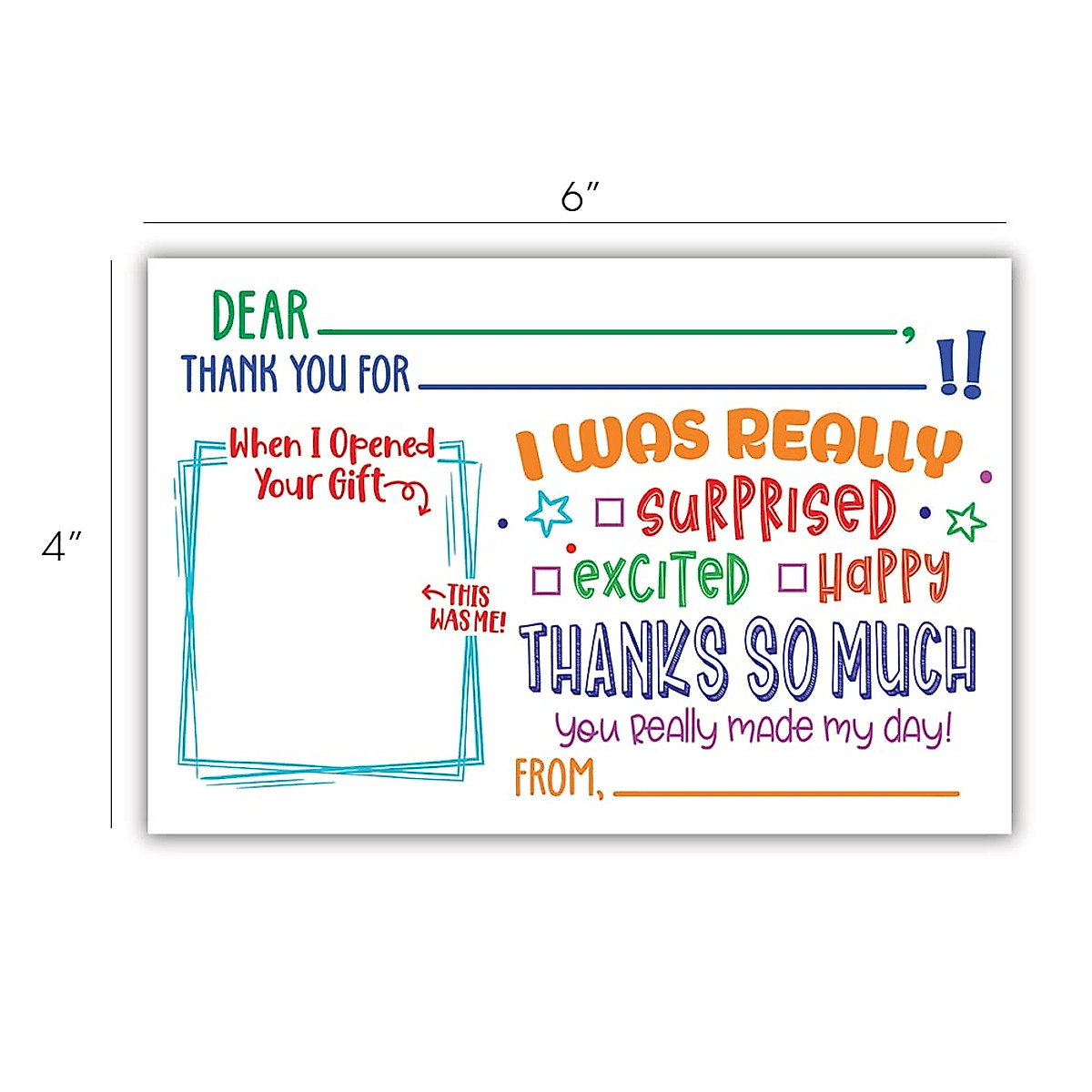 m&h invites 50 Kids Thank You Fill In The Blank Cards - Thank You Postcards For Boys or Girls