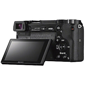 Sony Alpha a6000 Mirrorless Camera with 16-50mm Lens (ILCE6000L/B) + 64GB Card + Card Reader + Case + Flex Tripod + Hand Strap + Memory Wallet + Cap Keeper + Cleaning Kit (Renewed)