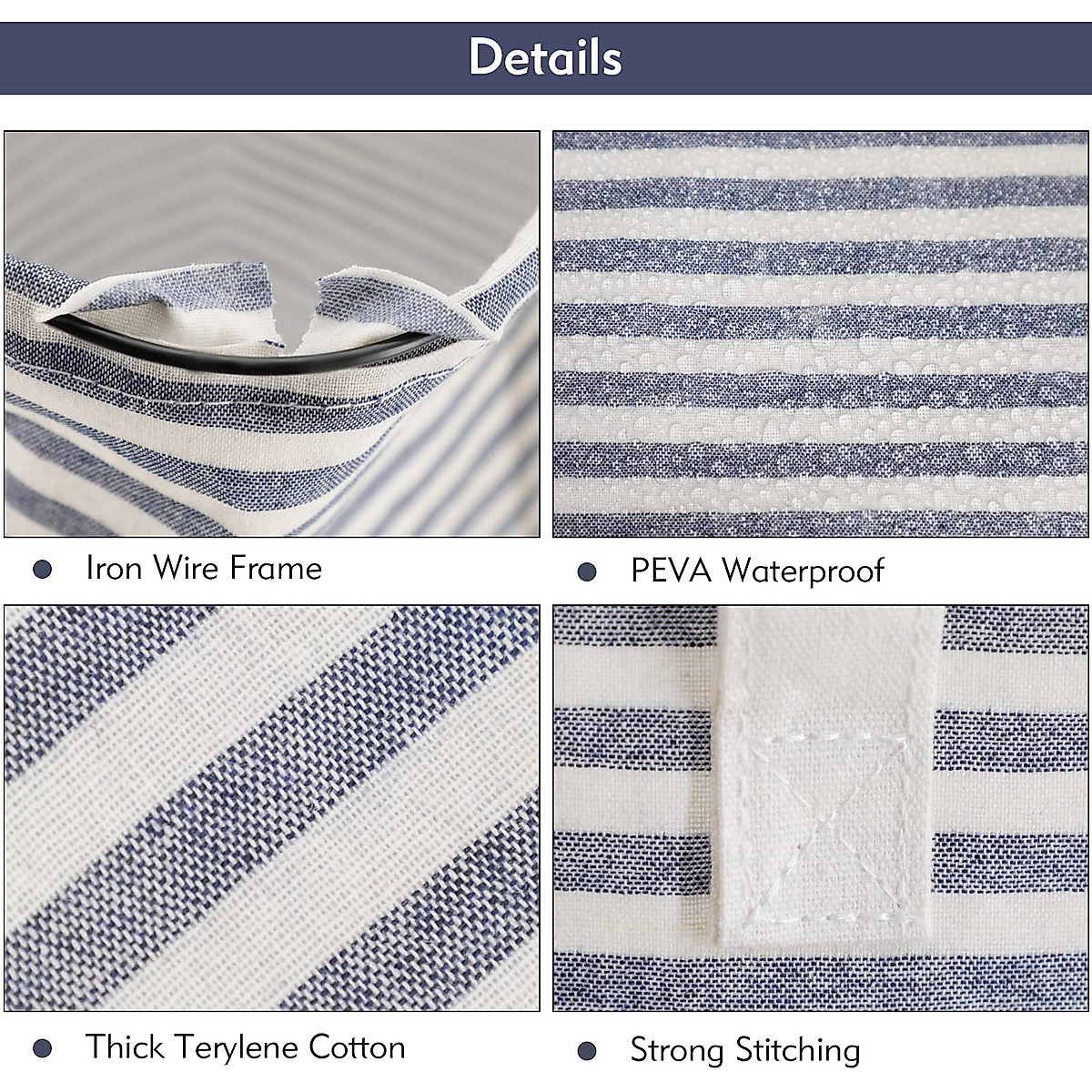 DOKEHOM 80L Freestanding Laundry Hamper with Handle, Collapsible Large Cotton Storage Basket for Clothes (Blue)