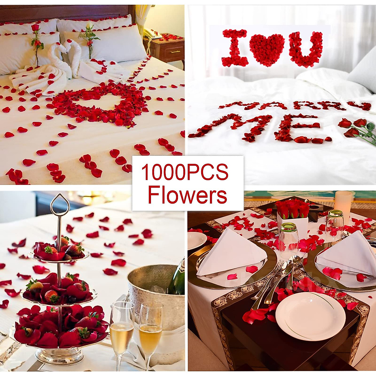 I Love You Balloons and Heart Balloon Set, Romantic Decorations for Special Night Valentines Day Balloons and Teddy-Bear Red Heart Balloons With 1000 PCS Silk Rose Petals 53PCS Valentine's Day Party decorations for Anniversary