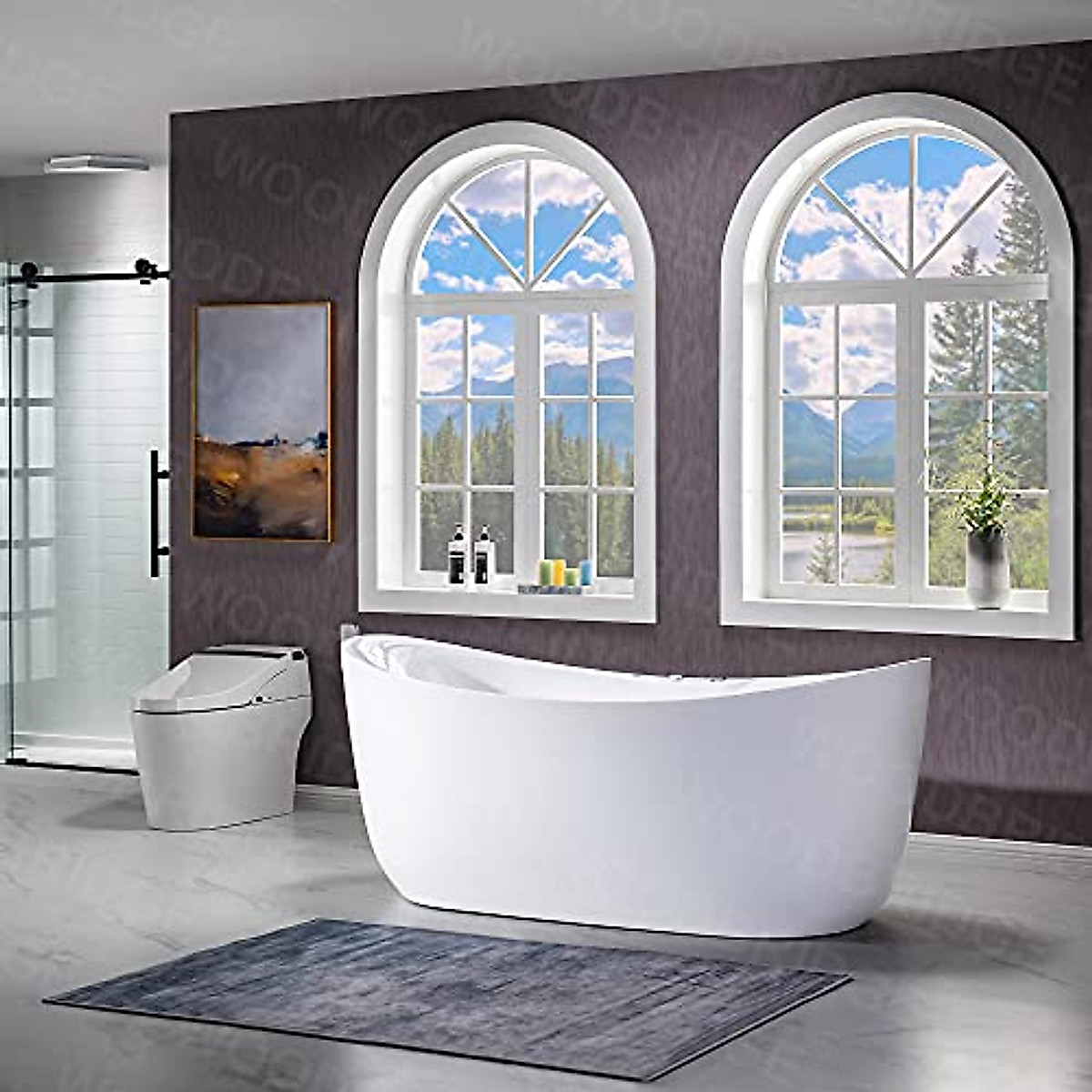 WOODBRIDGE 71" x 31 1/2" Whirlpool Water Jetted and Air Bubble Freestanding Bathtub , B0034
