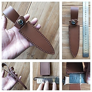 BOEBIZ 1PC Knife Sheath, Leather Scabbard with Snap Closure and Belt Loop Fits for Outdoor Fixed Knives, Fruit Knives, Chef Knives