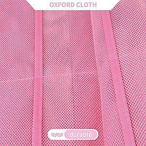 Hanging Closet Organizer, Dual-Sided 30 Pockets Wall Shelf Wardrobe Storage Bags for Underwear, Stocking, Bra and Sock, Mesh Pocket with Metal Hanger - Pink