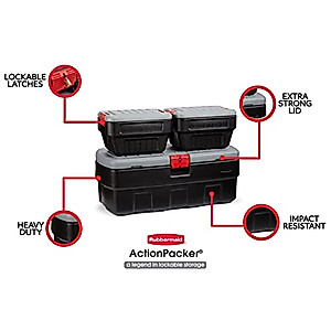Rubbermaid ActionPacker️ 48 Gal with 8 Gal Containers Nested, Lockable Storage Bins, Industrial, Rugged Storage Container Bundle with Lids