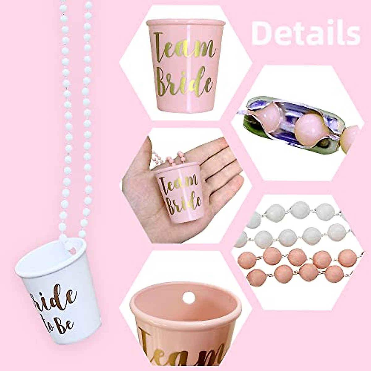 Wocst 12 PCS Shot Necklace Glass, Bride Groom to Be Shot Glass Necklace with Gold Foil for Bachelor/Bachelorette Party Hen Night Party