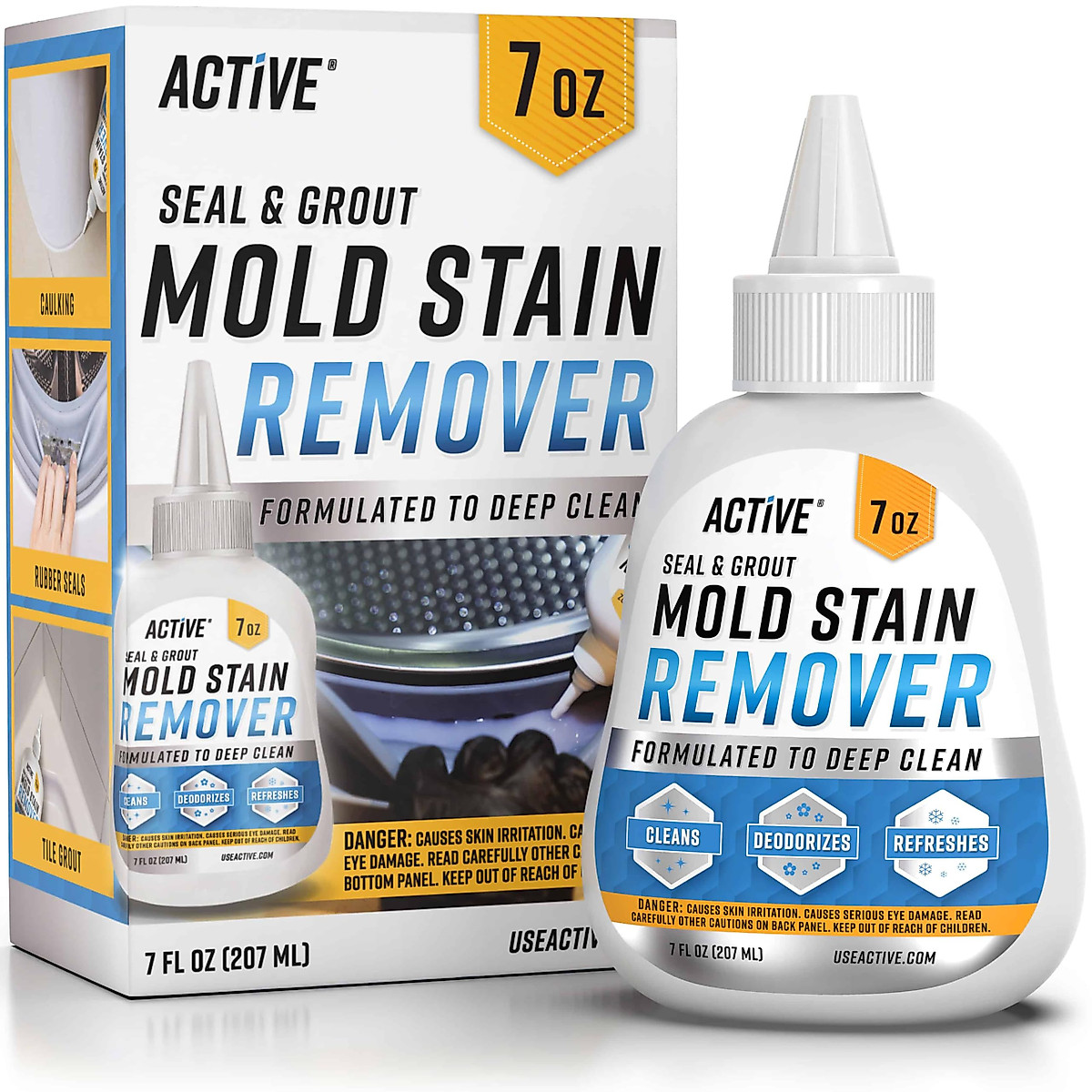 ACTIVE Mold Stain Remover Gel Cleaner Heavy Duty Stain Cleaner for Front Loader Washing Machine Seal, Bathroom Grout, Shower, Caulk - Front Load Washer Cleaning Solution - 7 Fl Oz