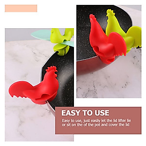 Spoon Rest Rooster Pot Clip: 2pcs Silicone Pot Clip Spoon Rest Cooking Utensil Holder Pot Side Clip Spoon Holder for Pot Lid Holders