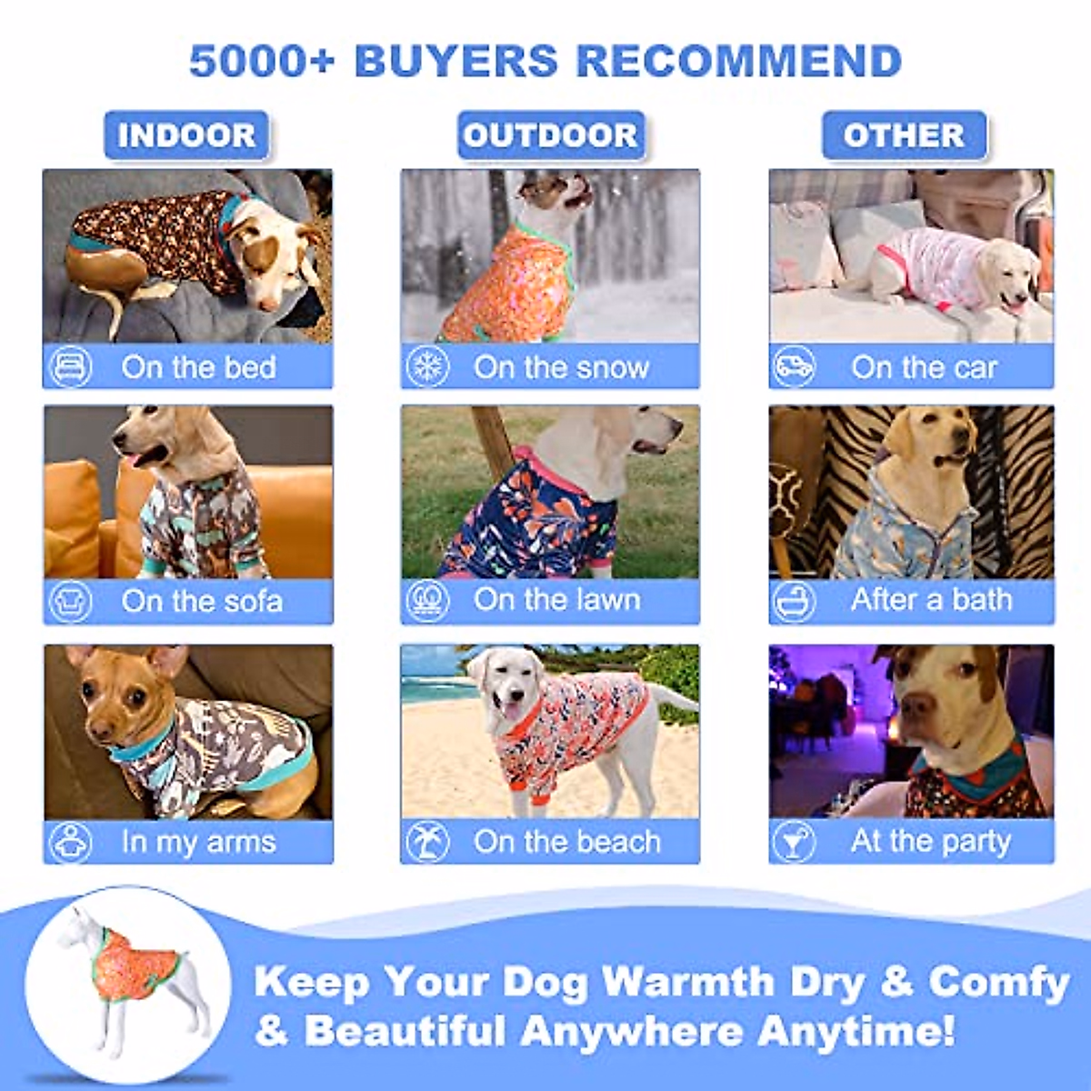 LovinPet Hoodies for Large Male Dogs: Soft Flannel Warm Dog Pajamas, Skin-Friendly Fabric Floralish Blooms Field Luminous Prints Dog Clothing for Autumn Winter Using,XL