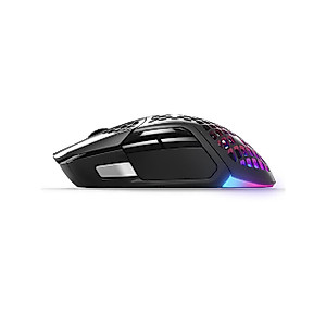 SteelSeries Aerox 5 Wireless - Holey RGB Gaming Mouse - Ultra-lightweight Water Resistant Design - 9 Buttons – Bluetooth/2.4 GHz - 18K DPI TrueMove Air Optical Sensor