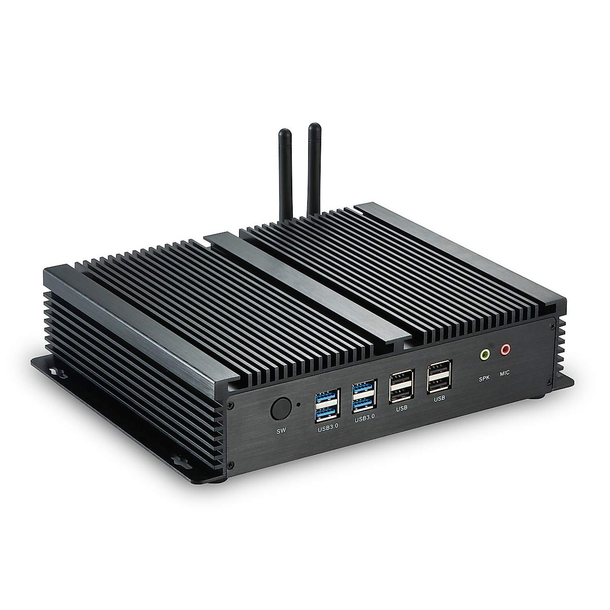 IDEARACE Fanless Mini Desktop Computer PC, i5 4th Gen. 1.6GHz-2.6GHz CPU, 8GB RAM 256GB SSD, 6xCOM RS232 4xUSB 3.0 2xNICs 2xHD Metal Case