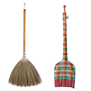 SKENNOVA - Thai Vintage Retro Grass Broom Stick, Long Handle Hand Grip The Reed Tree with Grass Durable Broom Housewarming Gifts Asian Broom 40 inch (Kong Grass, Length 40 inch)