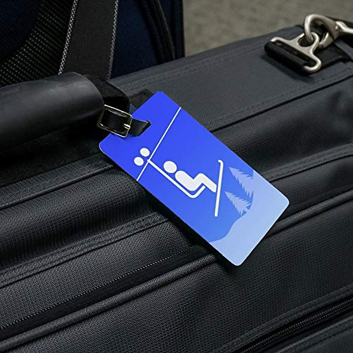 Skiing Ski Lift Symbol in Snow Luggage ID Tags Carry-On Cards - Set of 2