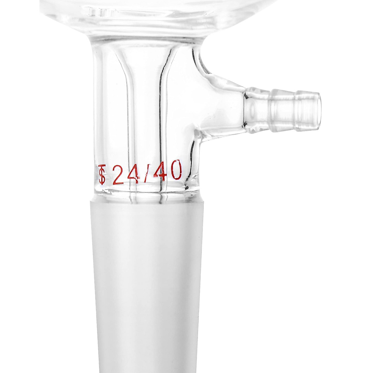 QWORK 500ml Filtering Buchner Funnel Medium Frit (G2) Lab Glassware with Standard 24/40 Joint and Vacuum Serrated Tubulation, 94mm I.D, 100mm Depth
