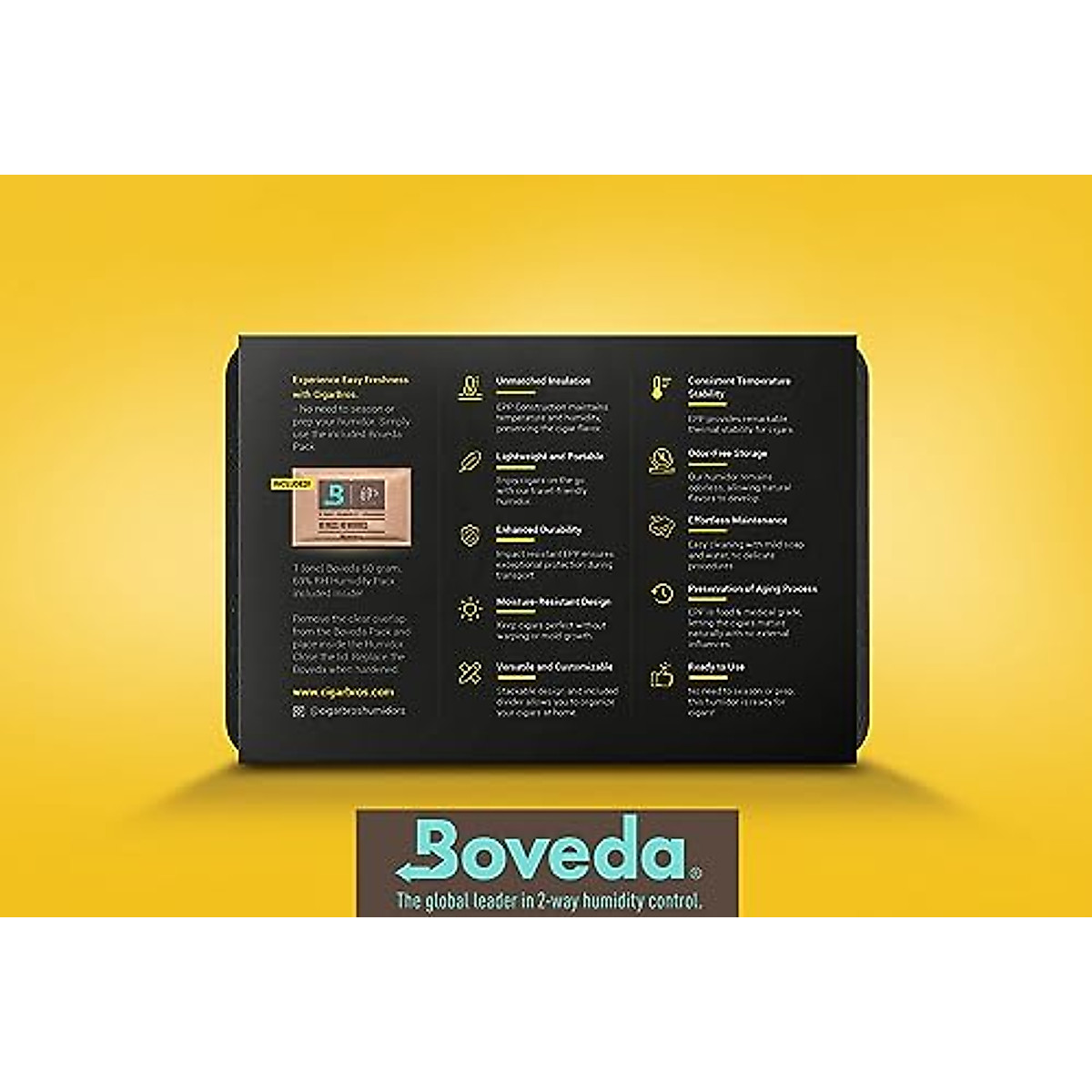 CigarBros + Boveda Personal Humidor: Precise Humidity. Steady Temperature. Holds up to 80 Cigars!