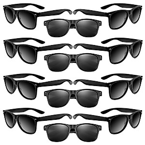 ASTARON 12 Pack Party Sunglasses Bulk Neon Party Favors for Beach Wedding Party Pool Party Supplies, Black