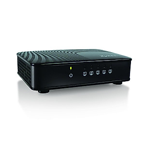Zyxel 5-Port Gigabit Ethernet Unmanaged Switch | Plug & Play | Gaming and Media Optimized QoS Ports | Plastic Case | Desktop or Wall-Mount | Ethernet Splitter | Limited Lifetime Warranty | GS105Sv2