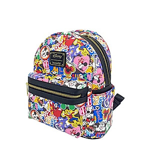 Loungefly Exclusive Disney Stickers All Over Print Double Strap Shoulder Bag