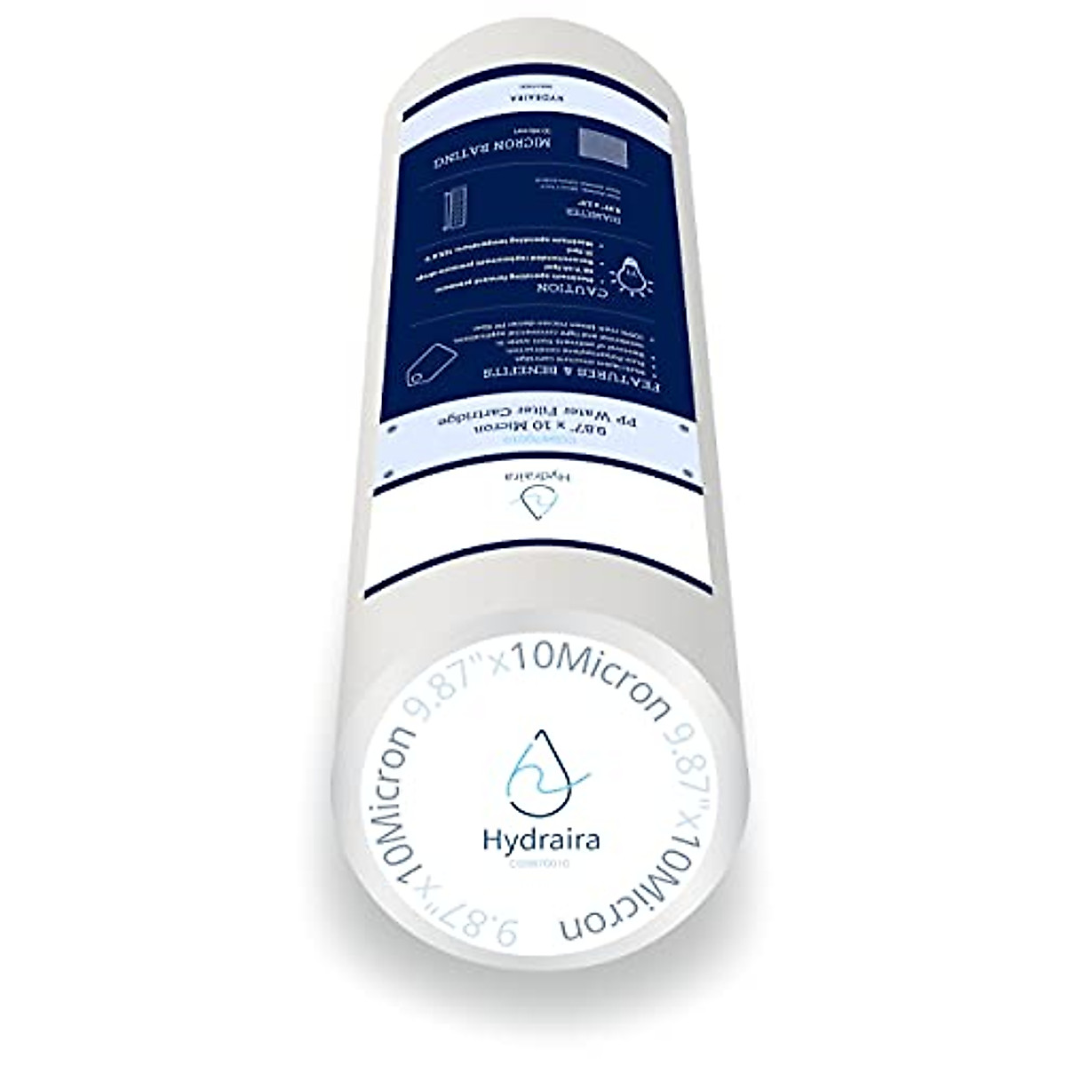 Hydraira 4-Pack 10 Micron 9.87” x 2.5” Sediment Water Filter Replacement Cartridge for Any Standard RO unit | Whole House RO System | Whole House Sediment Filtration CG9870010