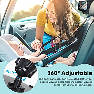 Baby Car Mirror for Rear-Facing Seat - Shatterproof & No-Shake Design,Wide-Angle View,Easy Install 360° Adjustable,Infant and Toddler Travel Essential,by AMTIFO