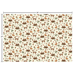 Woodland Baby Animals Gift Wrap by Wrap and Revel—Baby Shower Wrapping Paper Folded flat, 27 x 39 inches with Deer, Fox, Hedgehog, Bunny Rabbit, Mouse