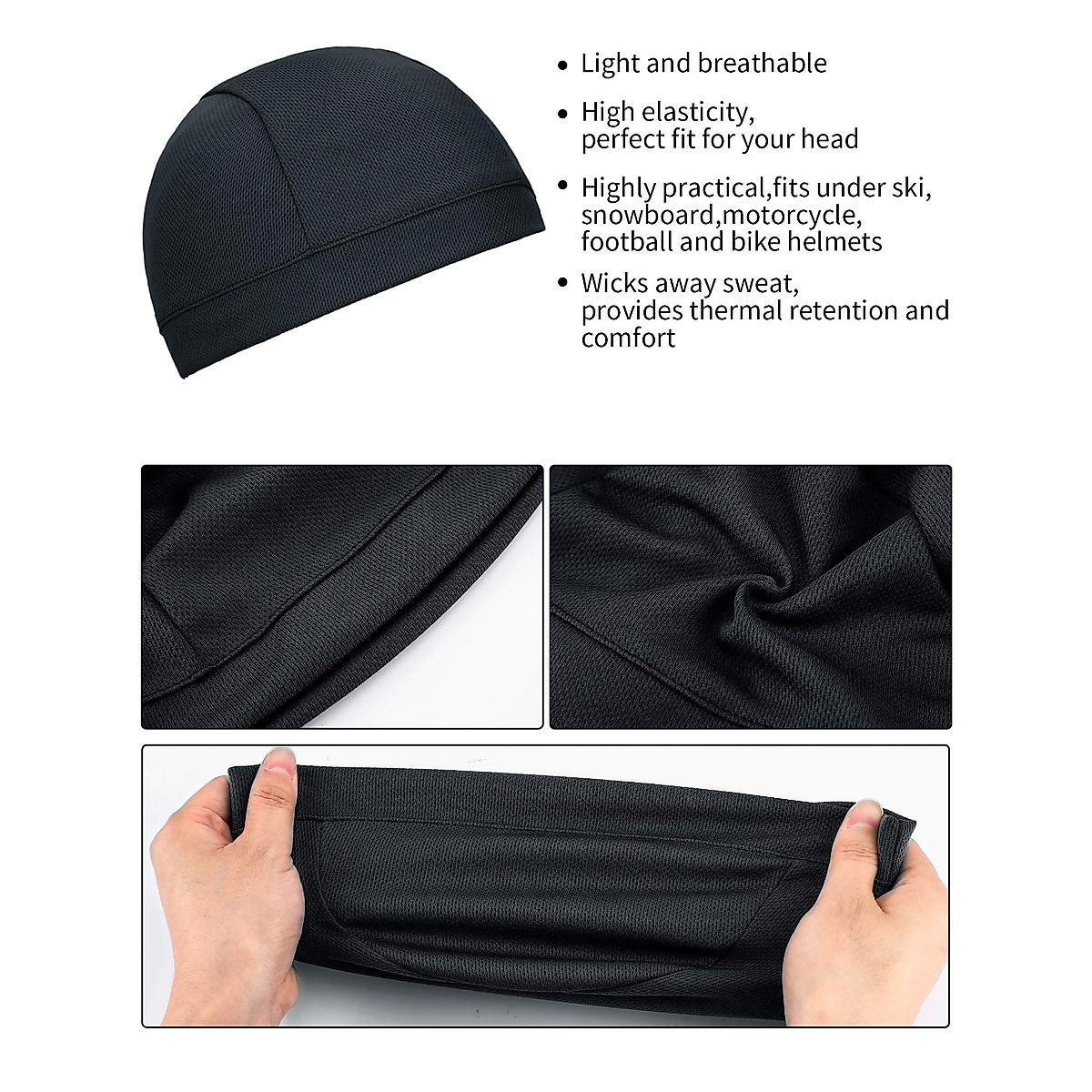 SATINIOR 9 Pieces Helmet Liner Skull Caps Sweat Wicking Cycling Hat Cooling Beanie Hat (Chic Colors)