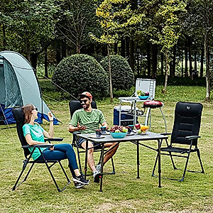 TIMBER RIDGE Foldable Lawn 7-Level Adjustable High Back for Adults Lightweight Aluminum Padded Outdoor Chair, Heavy Duty Supports 300 LBS, Black-1 Pack