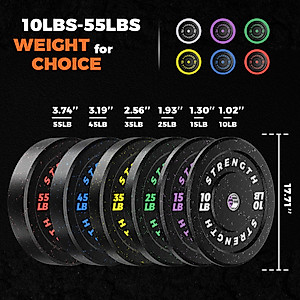 GIKPAL Bumper Plates, 2-Inch Olympic Weight Plates with Steel Hub, Rubber Weight Plates High-Bounce with Colored Fleck for Weight Lifting Strength Training,160lb Set