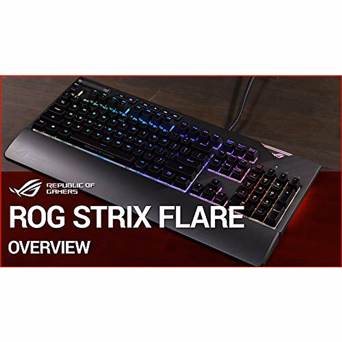 ASUS ROG Strix Flare (Cherry MX Red) Aura Sync RGB Mechanical Gaming Keyboard with Switches, Customizable Badge, USB Pass Through and Media Controls