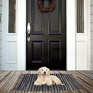 Asraie Eco Friendly Hand Woven & Reversible Cotton Chindi Rag Rug 100% Recycled Cotton Area Rug for Living Room Kitchen Entryway 2x3' (Black Multi)