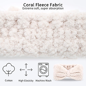 DOOBO 3 Pack Spa Headbands Microfiber Bowtie Headbands for Women for Washing Face, White, Gray, Pink